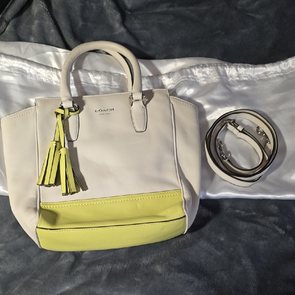 Coach | Bags | Coach Cream And Lime Satchel | Poshmark